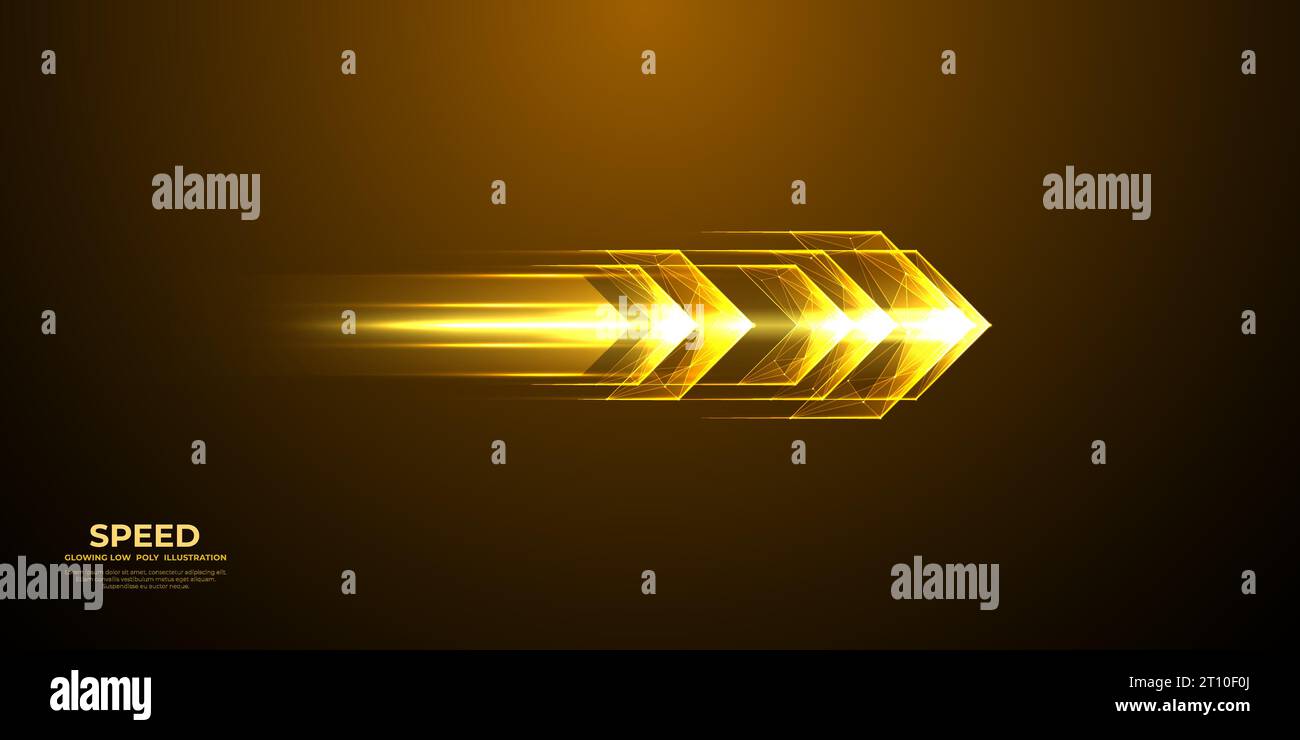 One abstract big glowing speed-up arrow on a dark background Stock ...