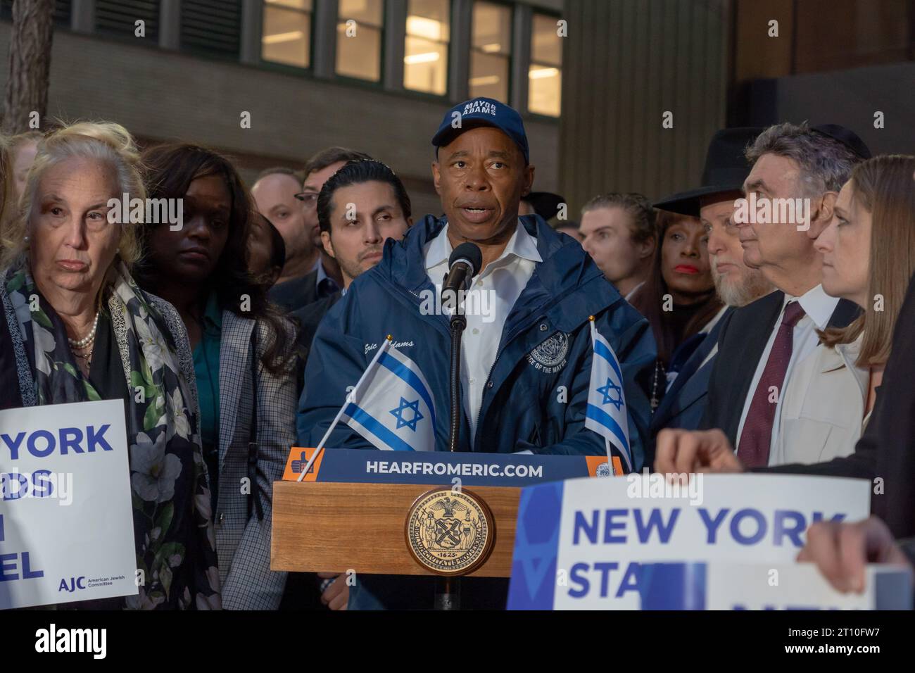 New York City Mayor Eric Adams speaks at a Candlelight Vigil for ...