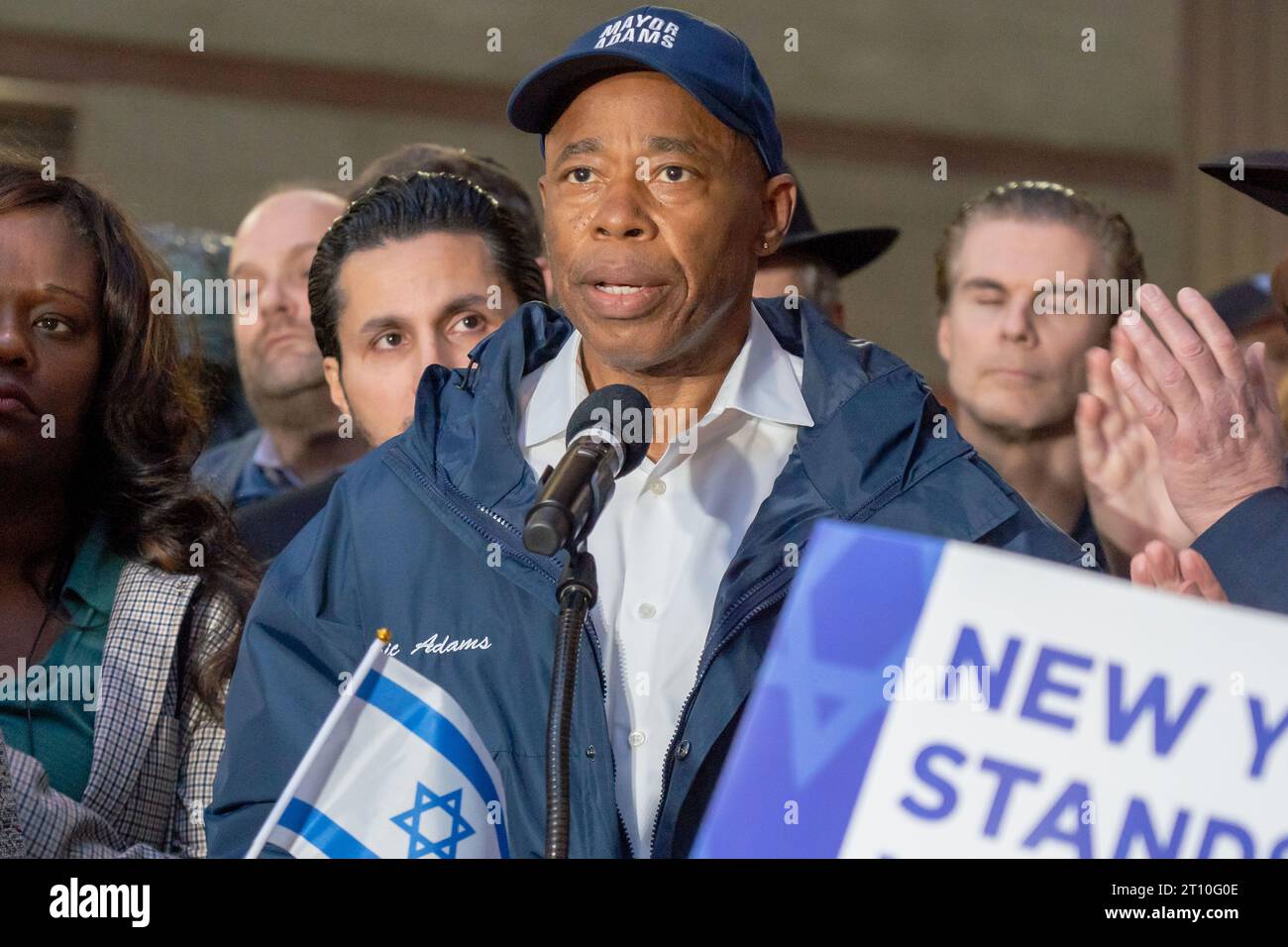 New York City Mayor Eric Adams speaks at a Candlelight Vigil for ...