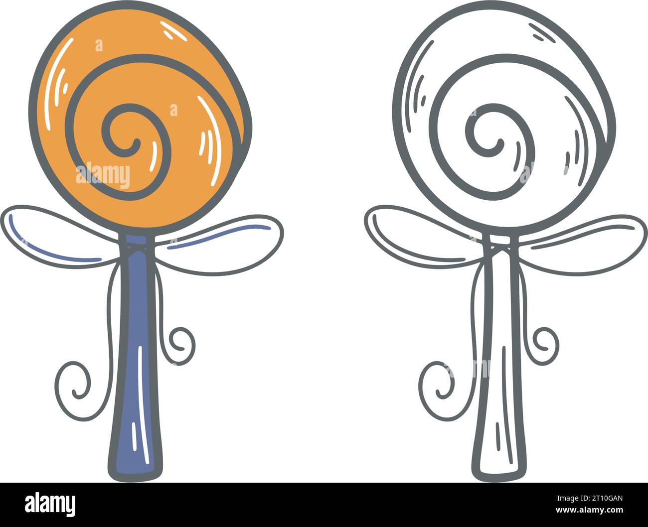 Lollipop ink and color doodle sketch style. Candy whirlpool clip art ...