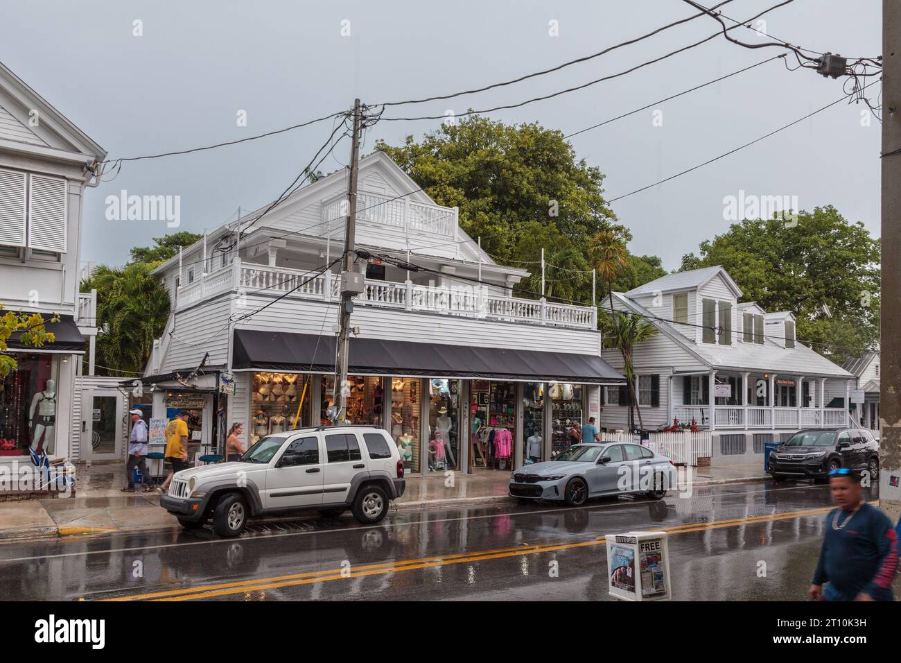 Duval Street, Key West, Florida, USA on a very wet rainy day Stock ...