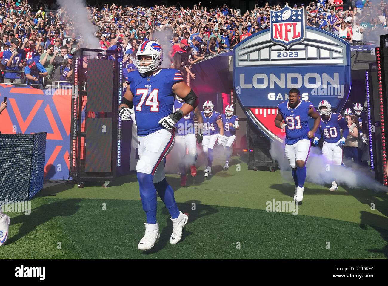 Buffalo Bills offensive tackle Ryan Van Demark (74) runs onto the field for an NFL football game ...