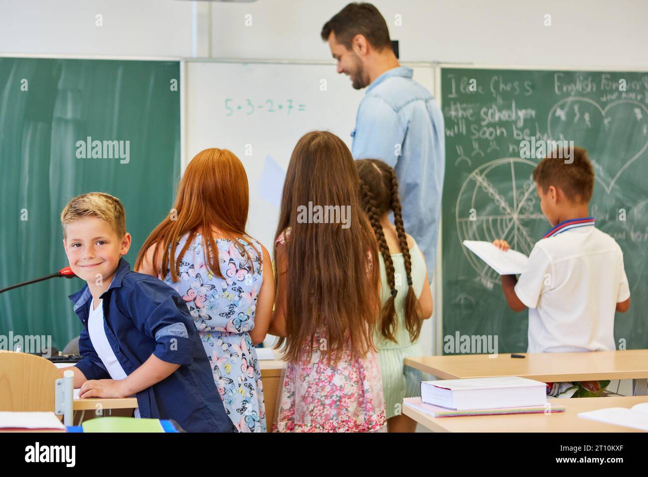 Portrait smiling caucasian girl solving hi-res stock photography and ...