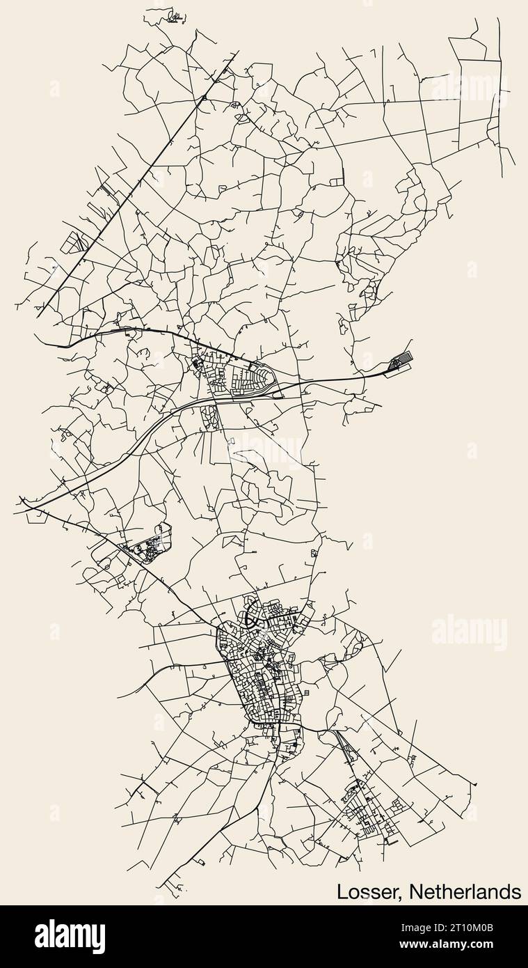 Street roads map of LOSSER, NETHERLANDS Stock Vector Image & Art - Alamy