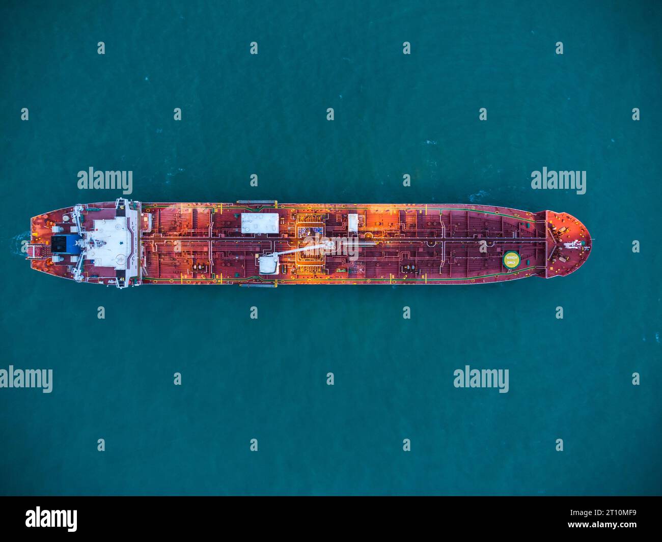 Aerial top view oil ship tanker carrier oil on the sea at sunrise Stock ...