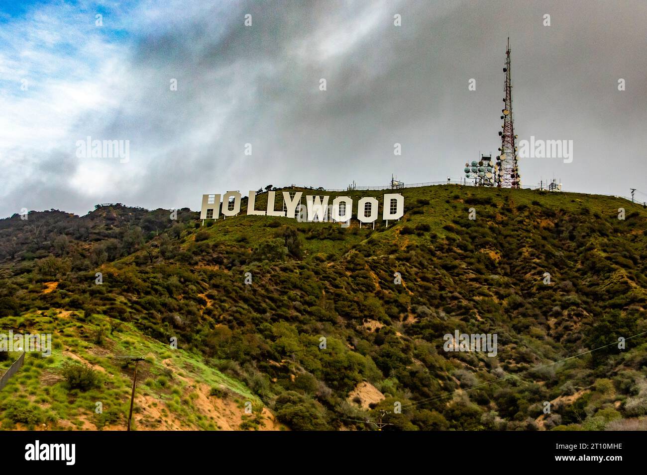 The famous Hollywood sign on the top of Los Angeles Mountain, in the ...