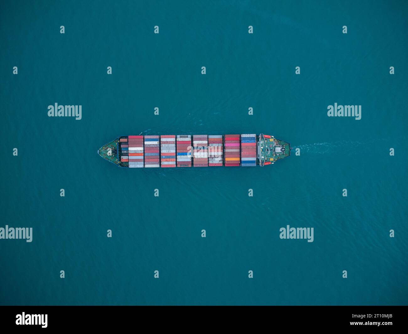 Aerial top view of cargo container ship in the sea Stock Photo - Alamy