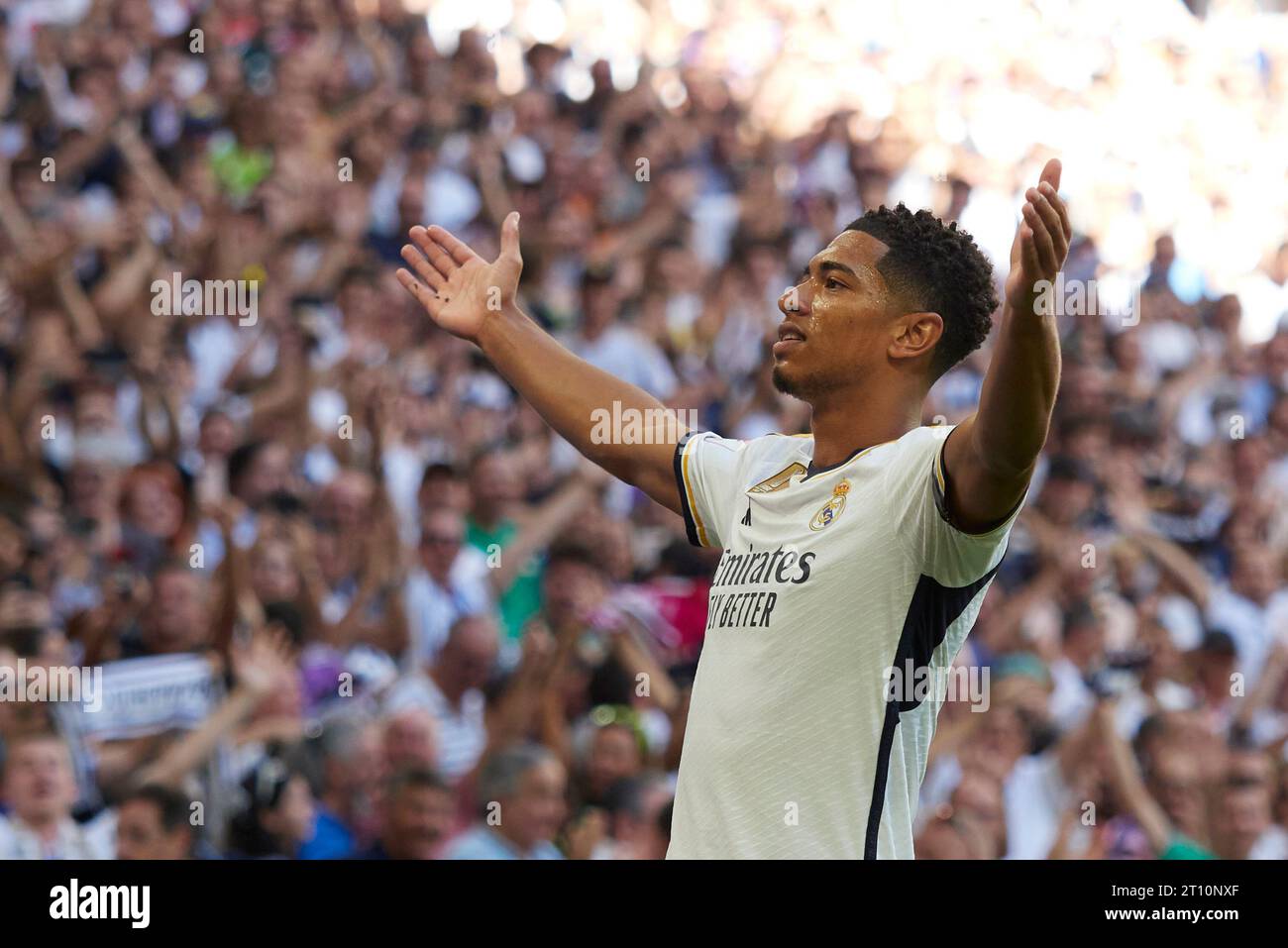 Jude Bellingham (ENG), Real Madrid midfielder, celebrating a goal ...