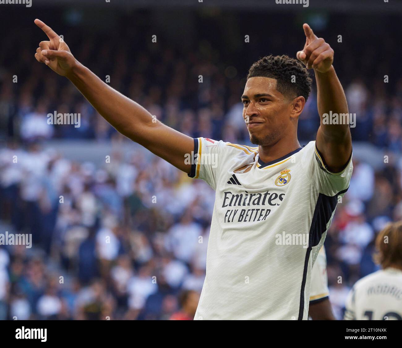 Jude Bellingham (ENG), Real Madrid midfielder, celebrating a goal ...