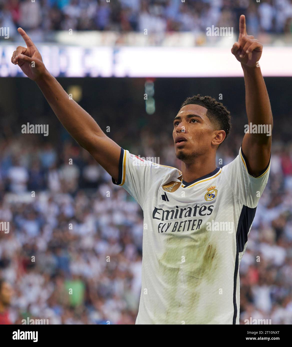 Jude Bellingham (ENG), Real Madrid midfielder, celebrating a goal ...
