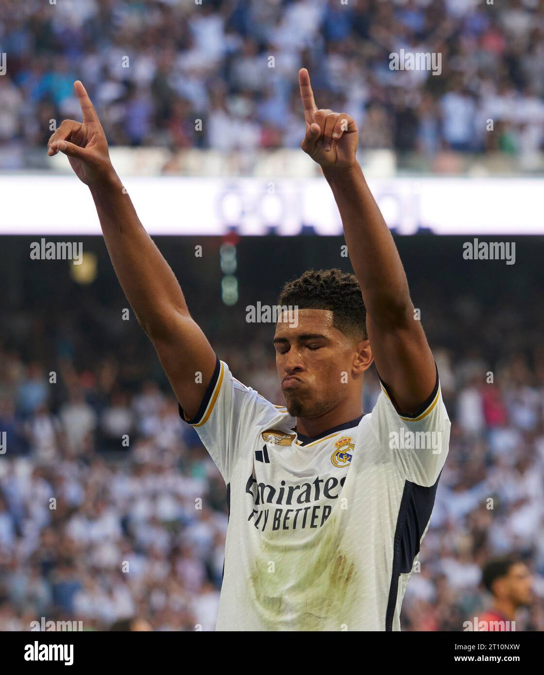 Jude Bellingham (ENG), Real Madrid midfielder, celebrating a goal ...