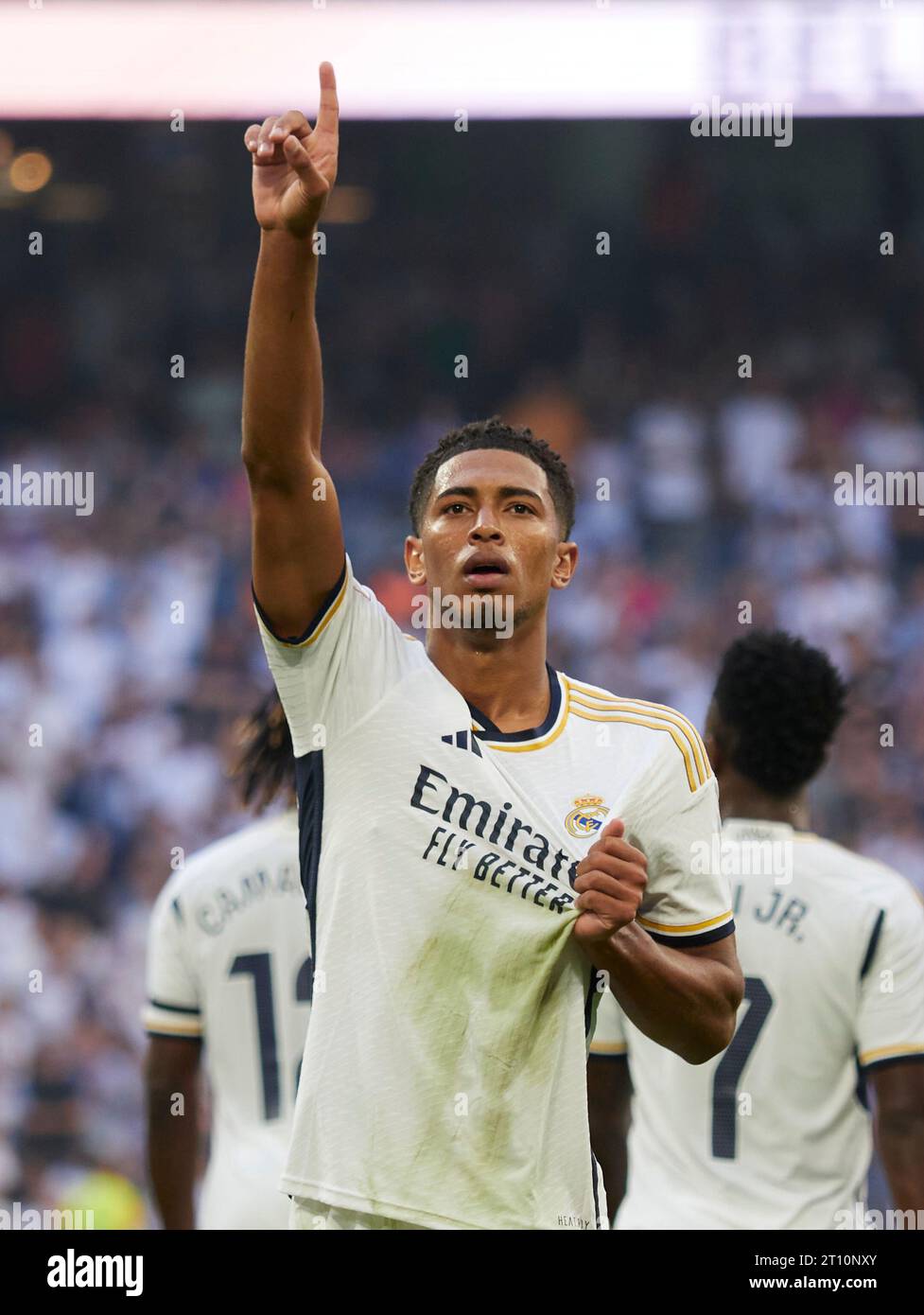Jude Bellingham (ENG), Real Madrid midfielder, celebrating a goal ...