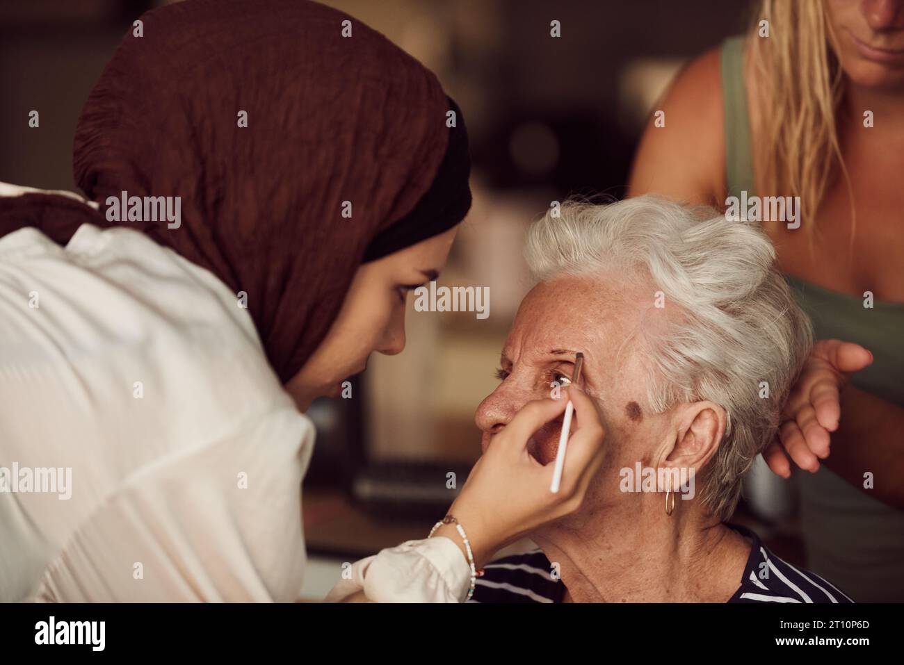 In this heartwarming real-life scene, a girl in a hijab and her sister ...
