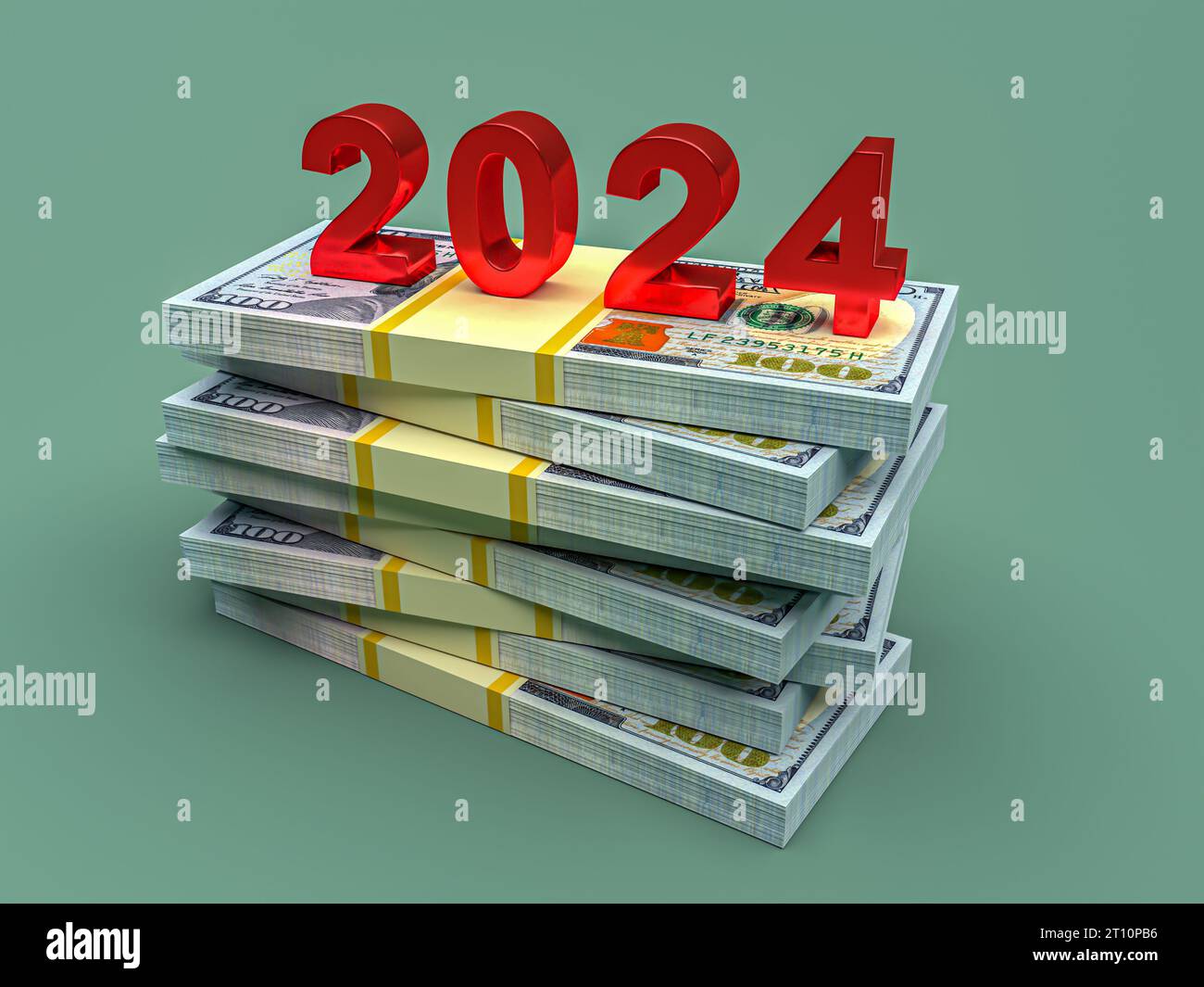 New year finance concept. Dollar banknotes with number 2024 symbolizing ...