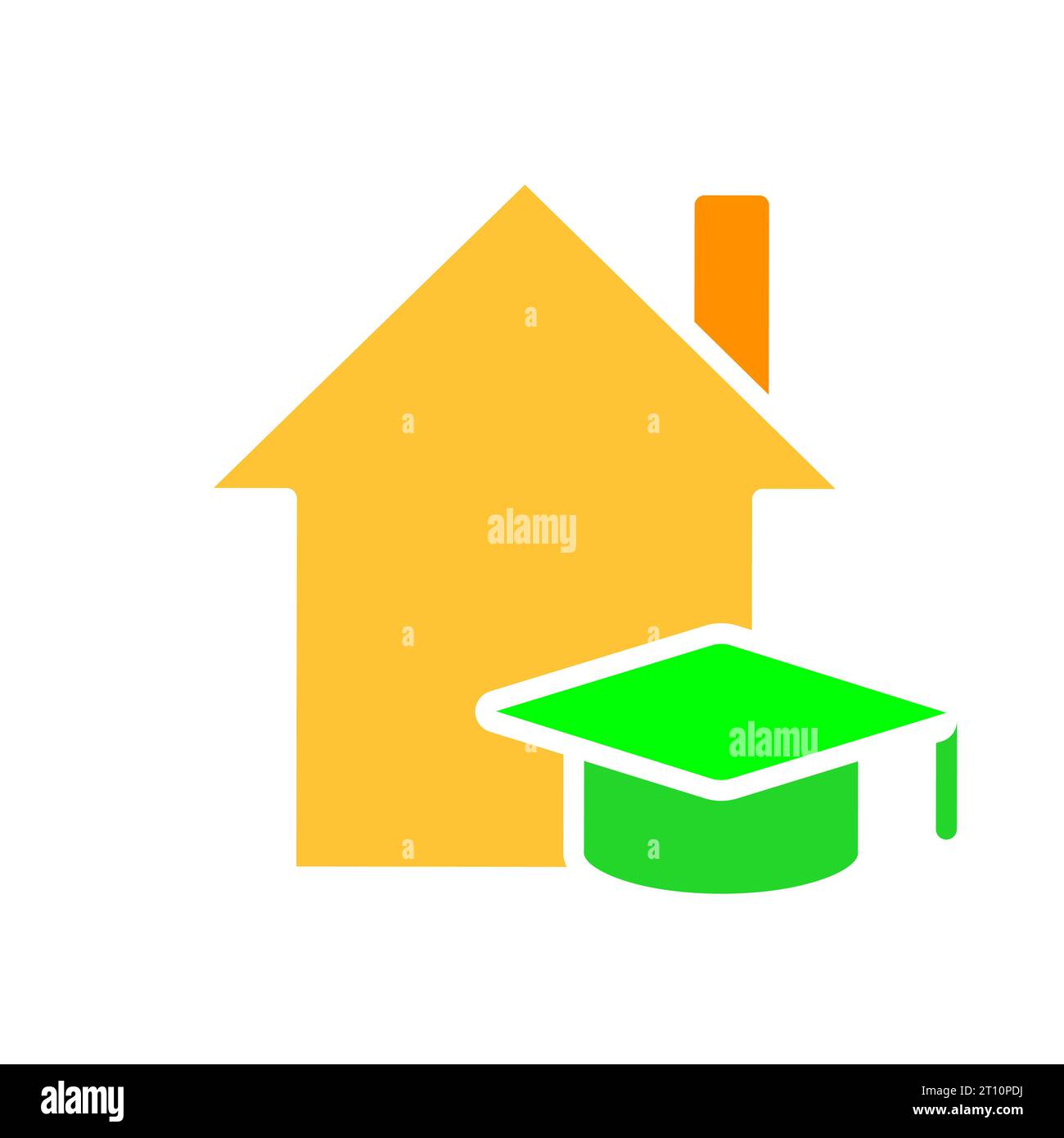 House with graduate cap line icon. Stay at home, self-isolation, free ...