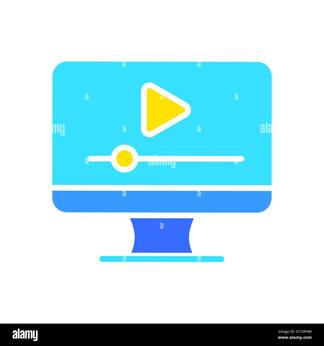 Monitor with video player line icon. Technology, screen, TV, computer ...
