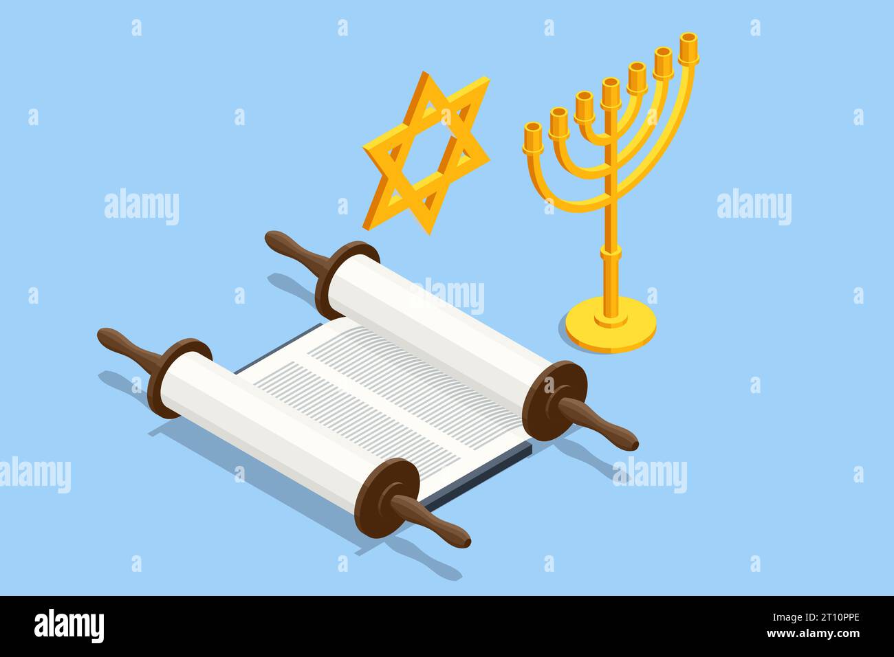 Hanukkah, Jewish festival. Isometric Judaism religious symbols of ... Hanukkah, Jewish festival. Isometric Judaism religious symbols of ...