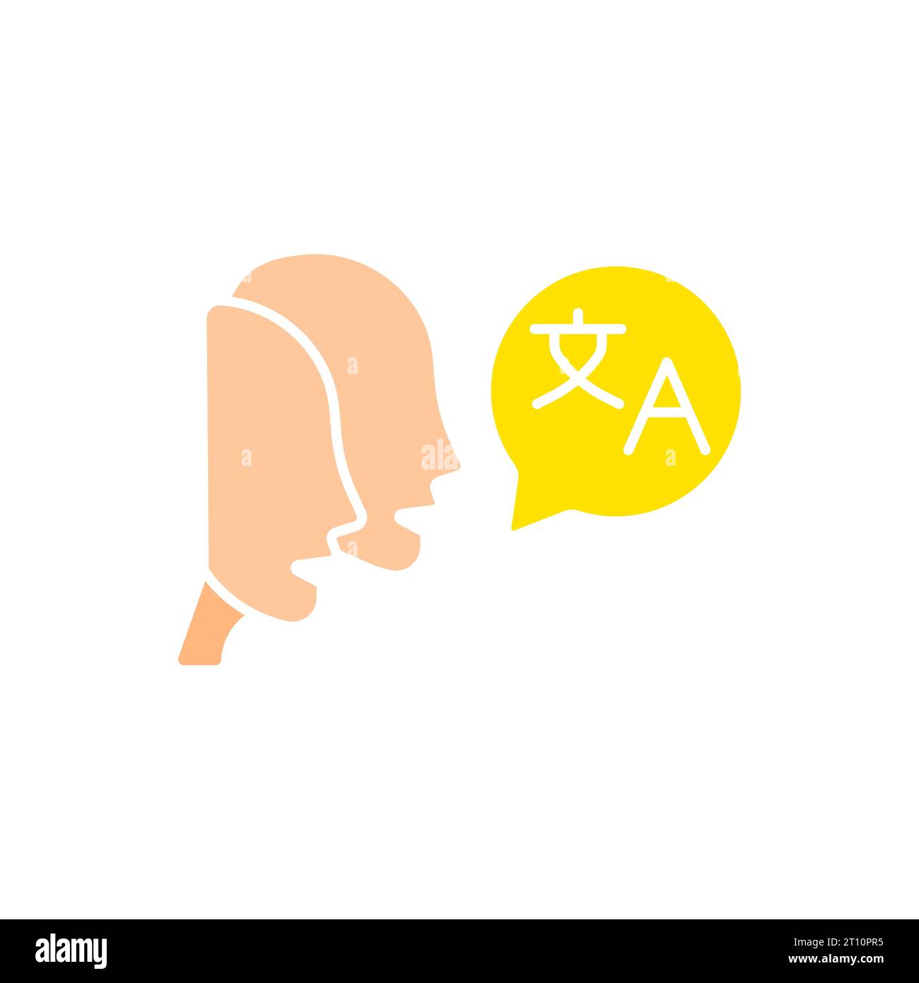Two people language barrier line icon. Language, dictionary, foreigner ...