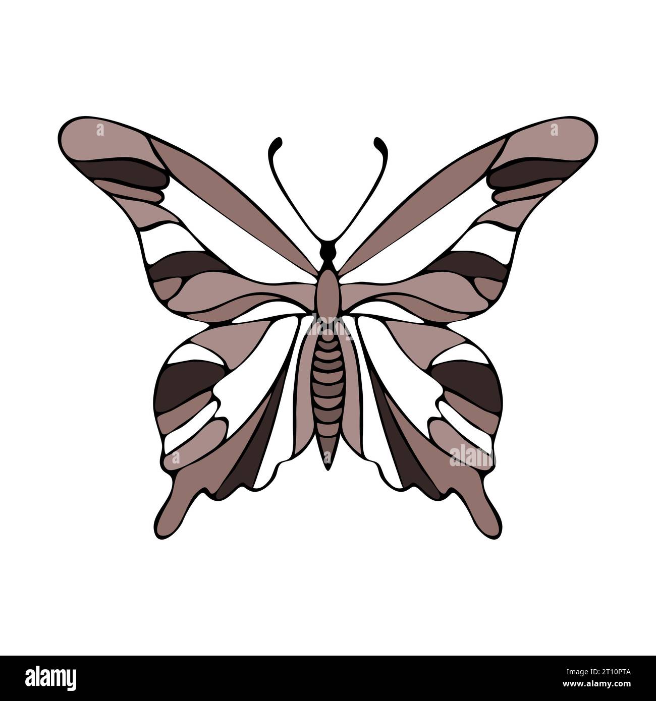 Chocolate butterfly hand sketch outline, isolated, on white background ...