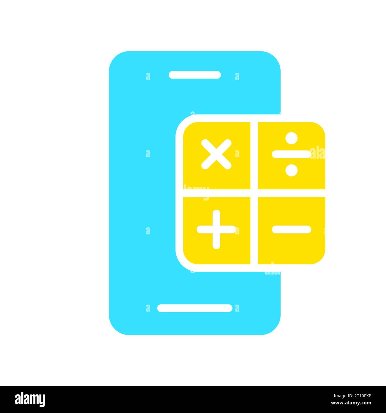 Smartphone with calculator line icon. Gadget, phone, applications ...