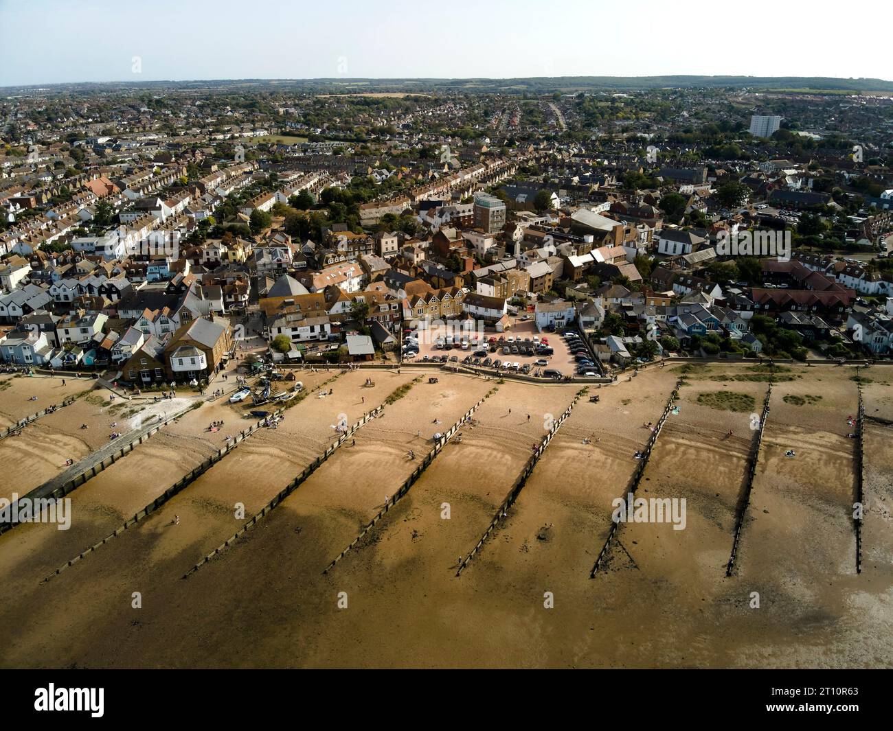 Whitstable beach and oyster beds at low tide in October Stock Photo - Alamy
