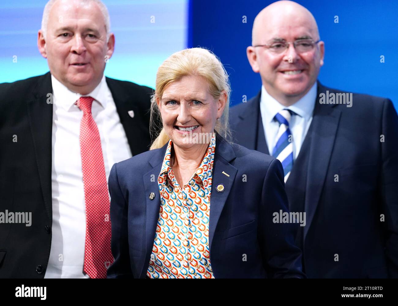 FA Chair Debbie Hewitt (centre) during the Euro 2028 and Euro 2032 ...