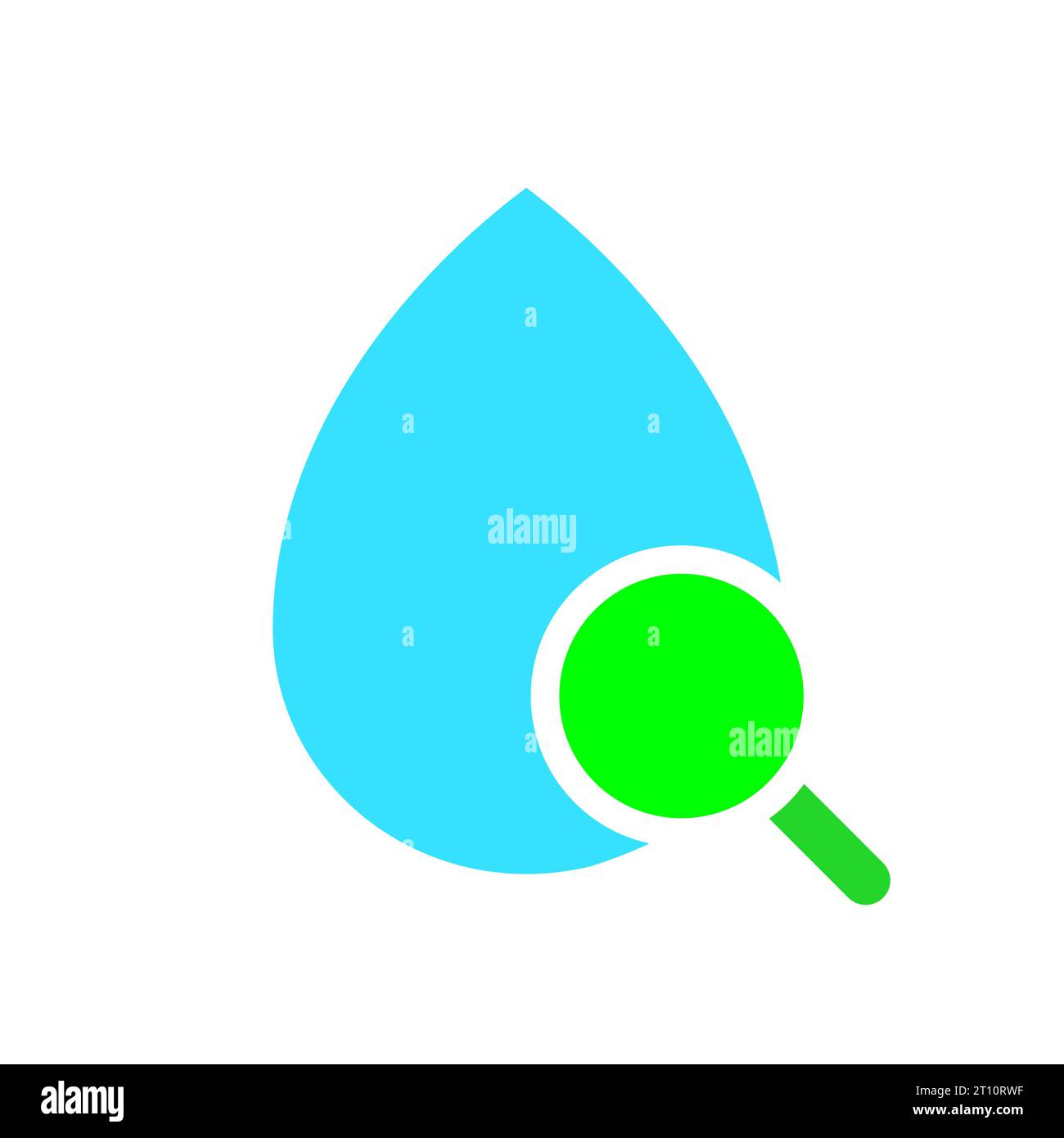 Water drop with magnifying glass line icon. Liquid, moisture, thirst ...
