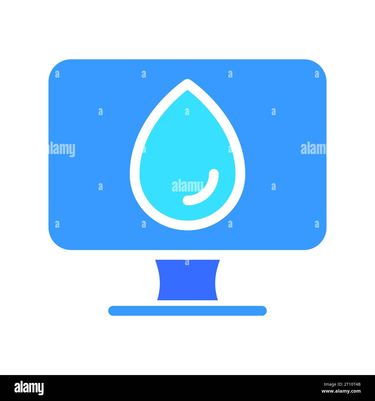 Monitor with water drop line icon. Technology, screen, TV, computer ...