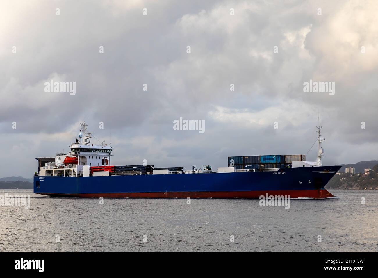 Ro-ro, general cargo vessel Link Galaxy at Byfjorden, arriving in the ...