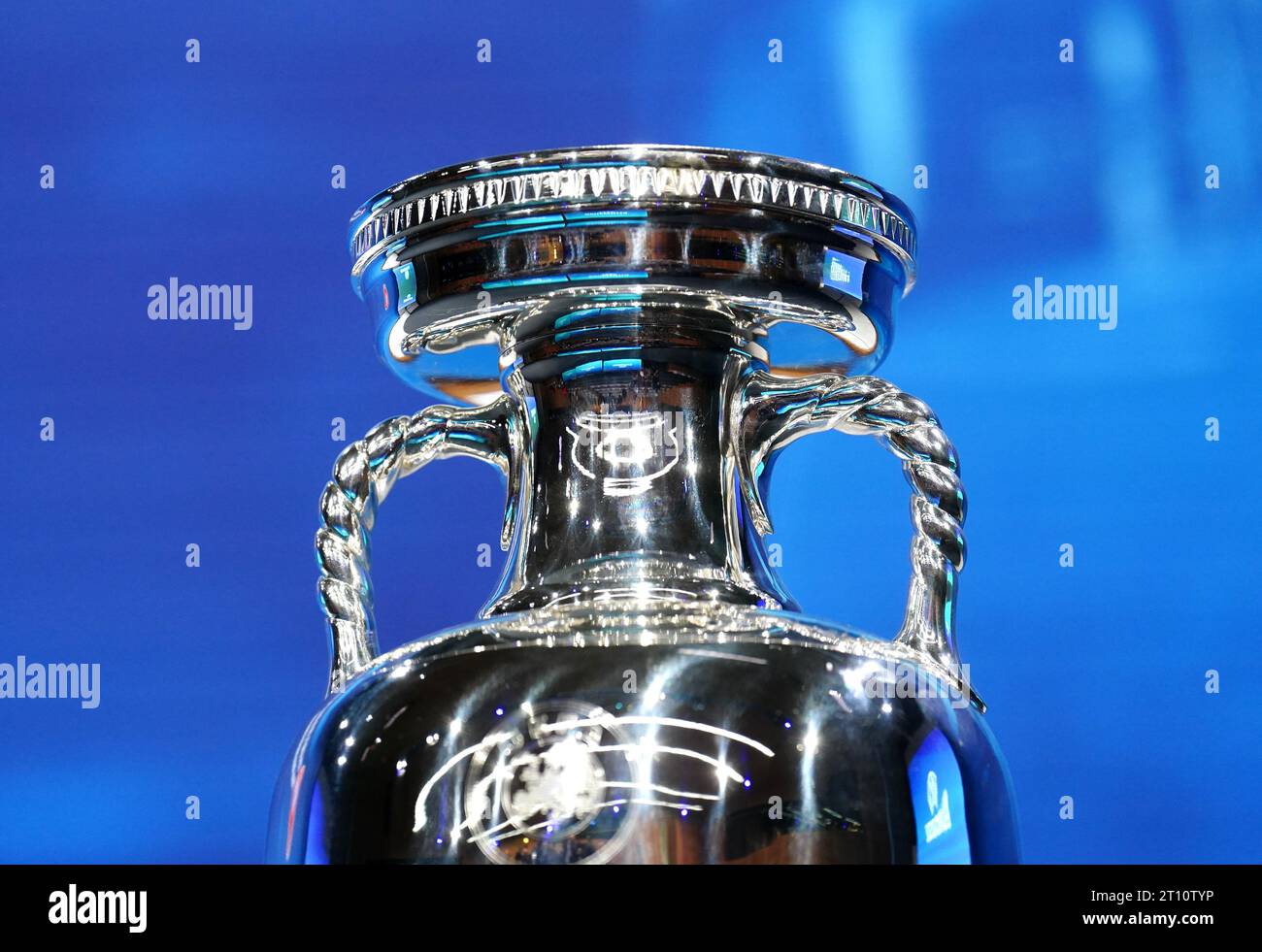 A general view of the European Championship trophy during the Euro 2028 ...