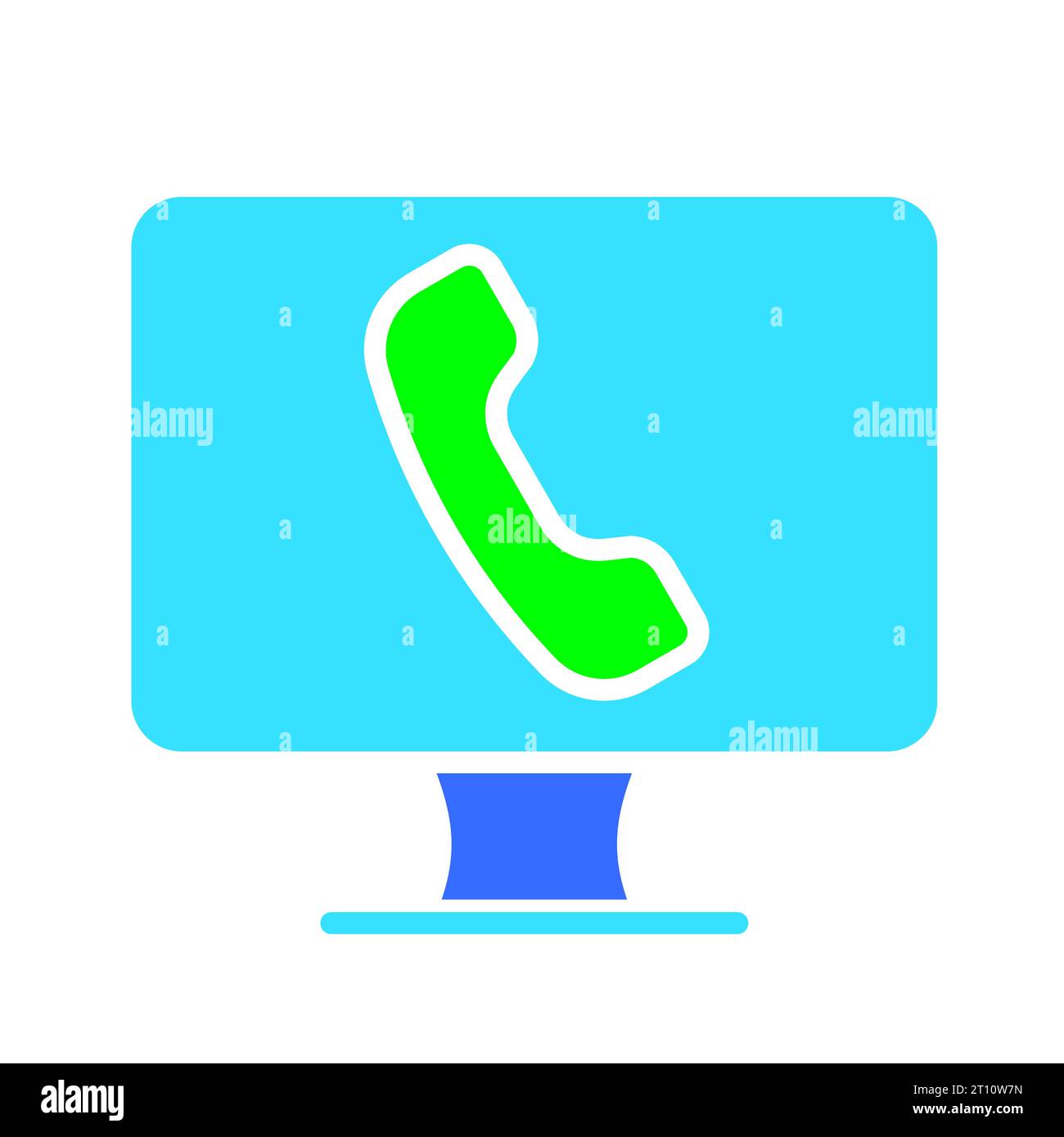 Monitor with telephone handset line icon. Technology, screen, TV ...