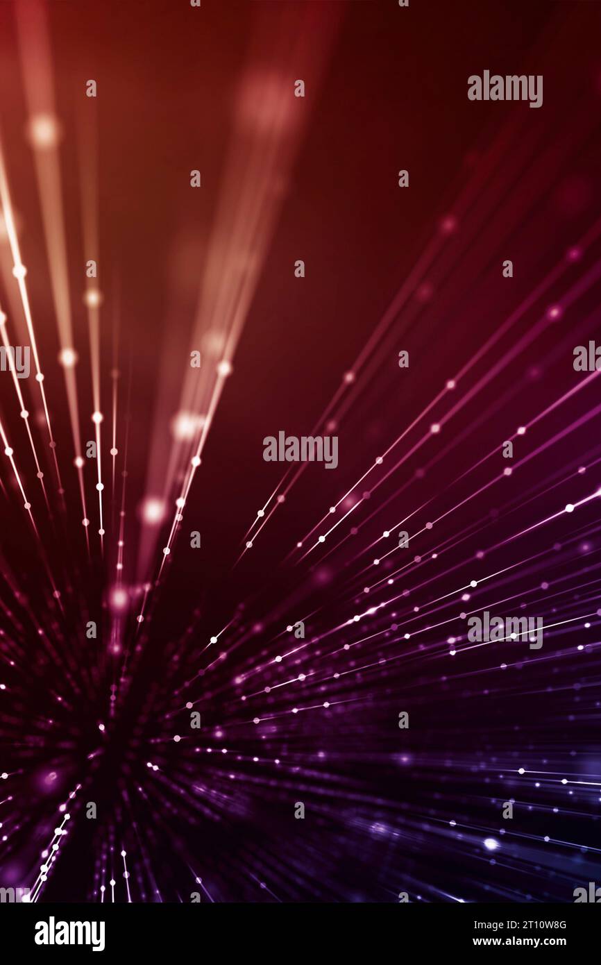 Connected dots and line tunnel, led fiber rays, tech gradient ...