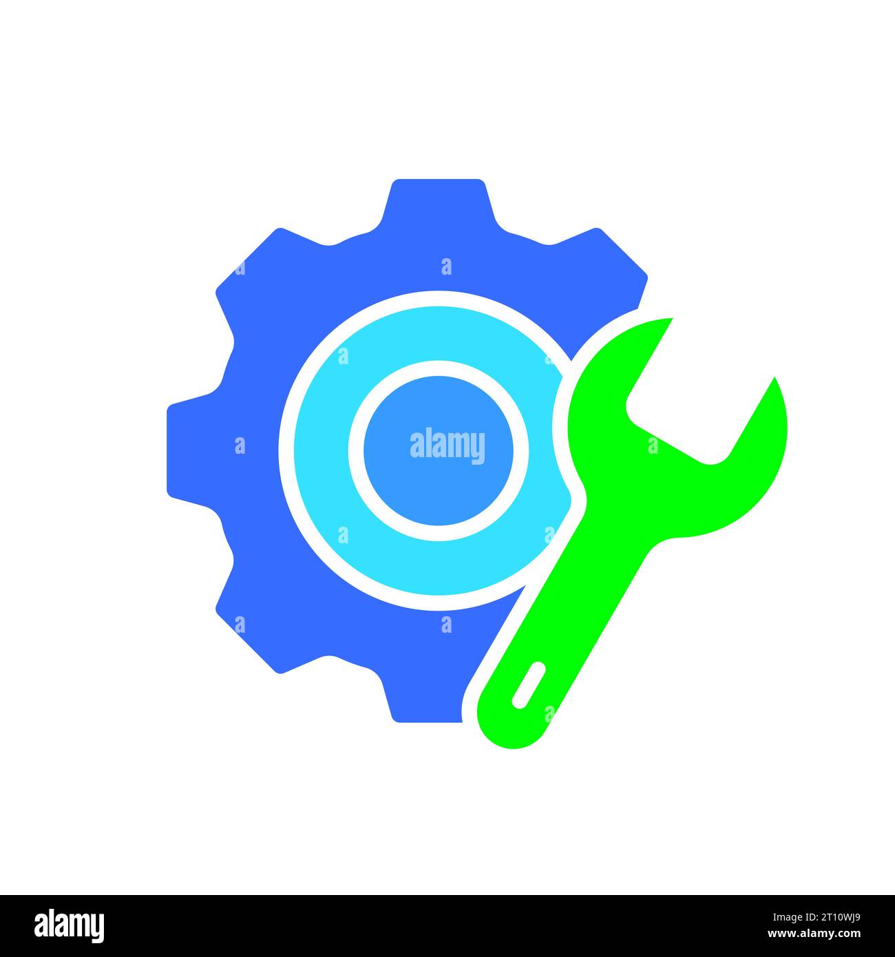 Gear with adjustable wrench line icon. Settings, options, adjustment ...