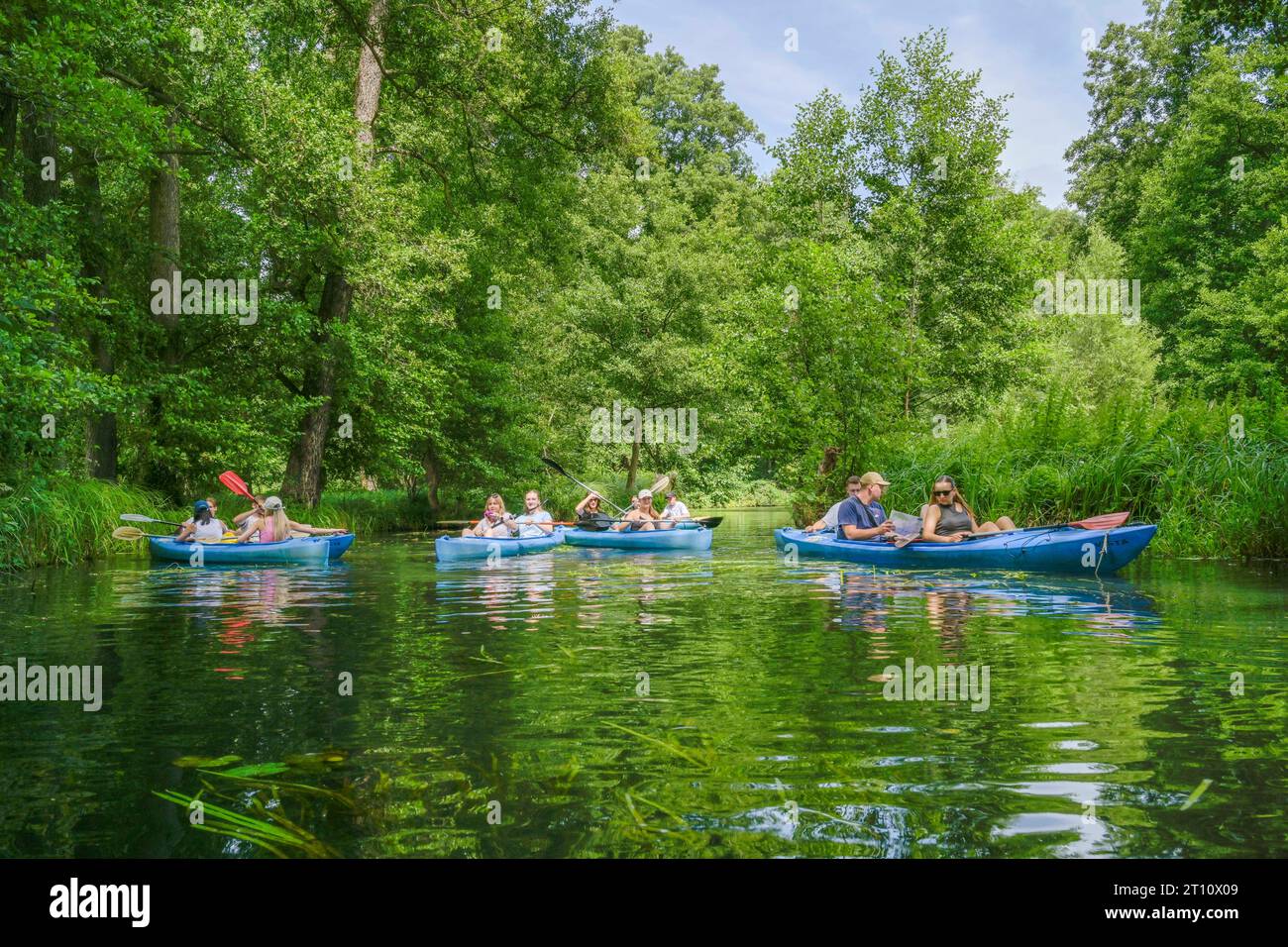 Kanus, Wasserwanderer, Leiper Graben, Fließ, Kanal, Leipe, Spreewald ...