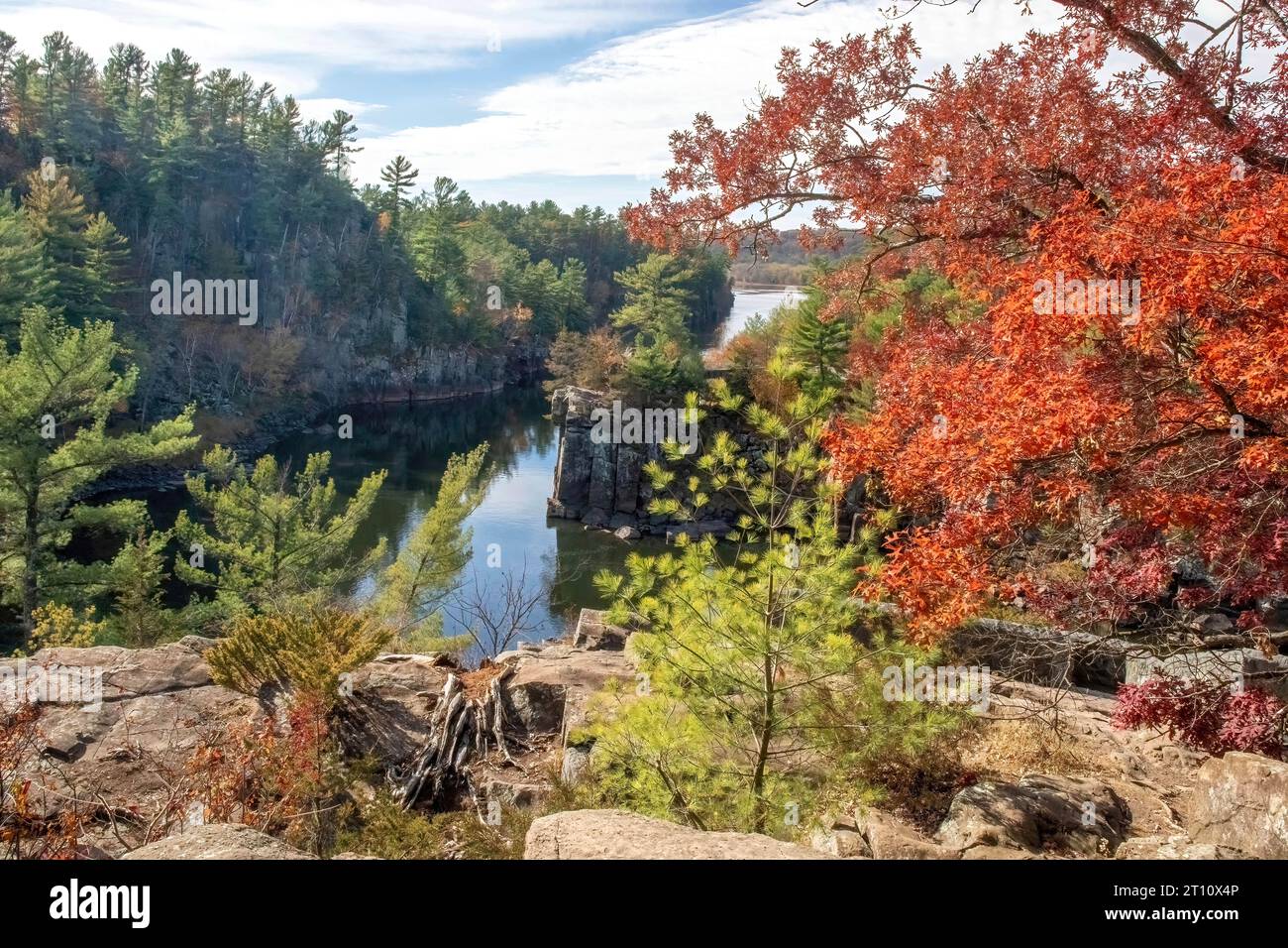 Beautiful fall view of the St. Croix River and Angle Rock at Interstate ...