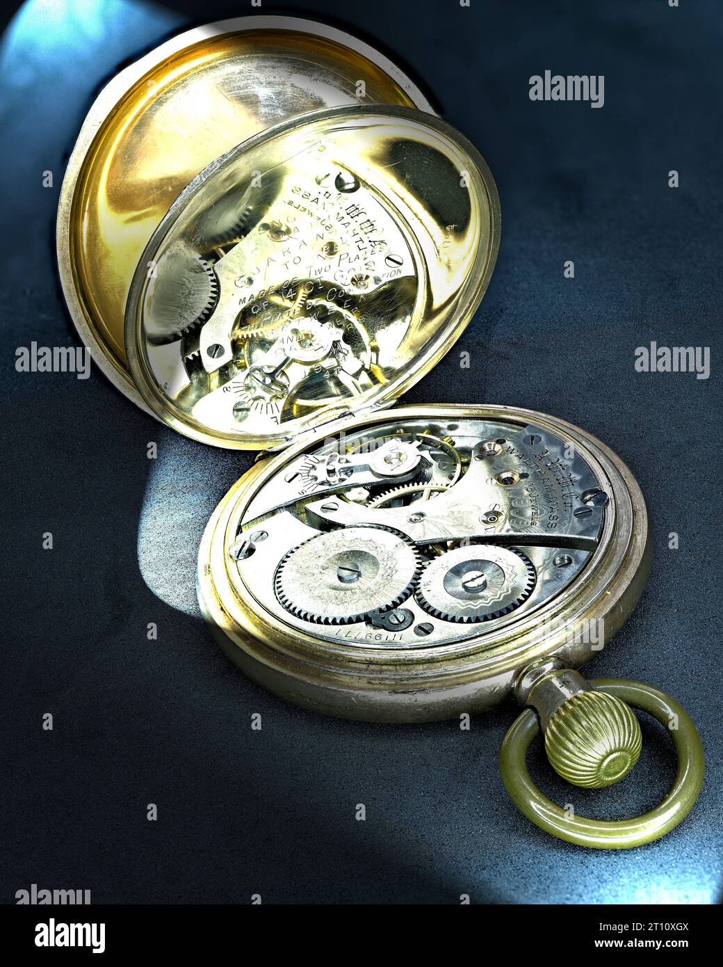 Vintage watch closeup showing cogs workings jewels and springs Stock ...