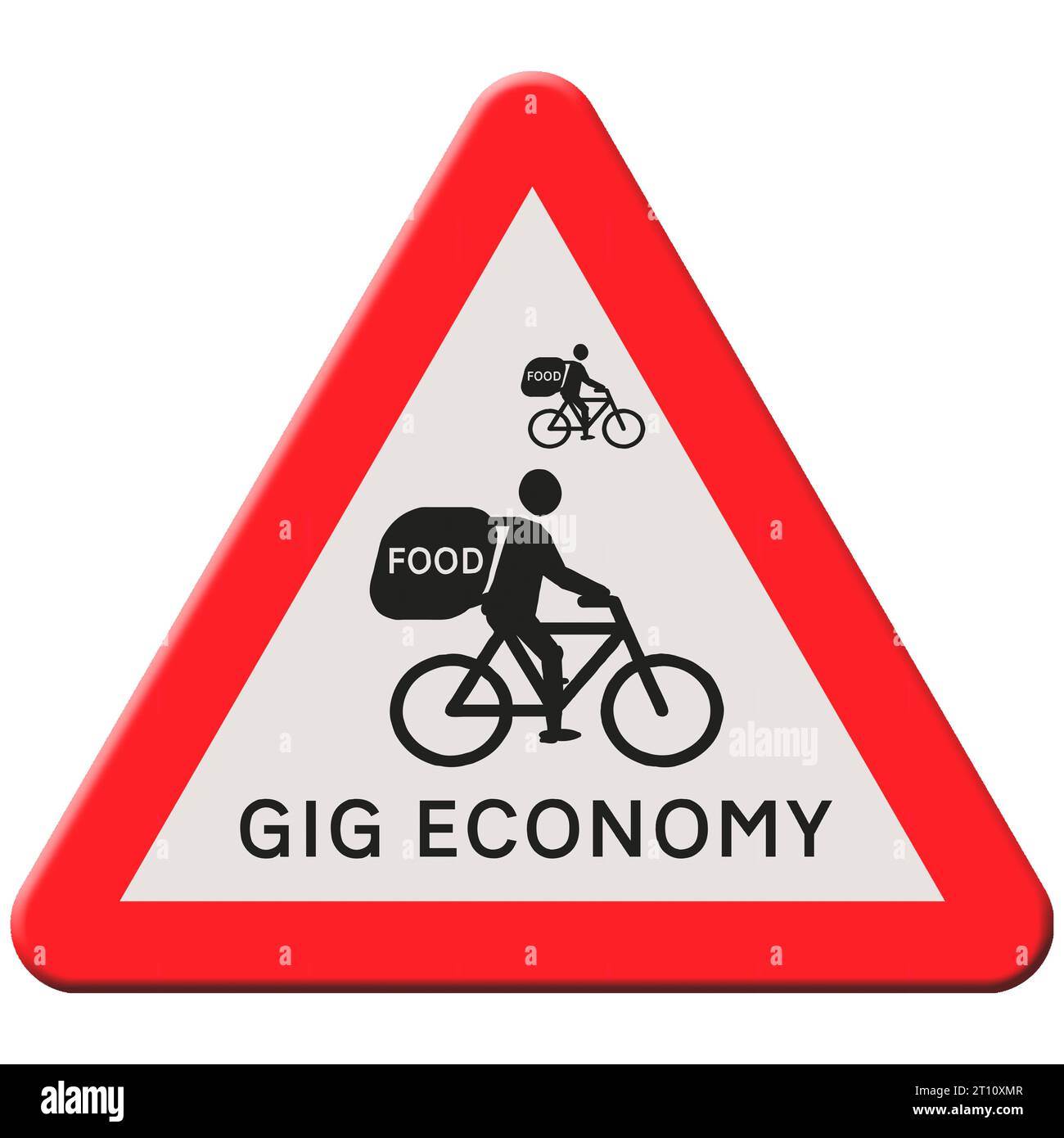 Digital composite Warning sign. Gig economy ahead Stock Photo - Alamy