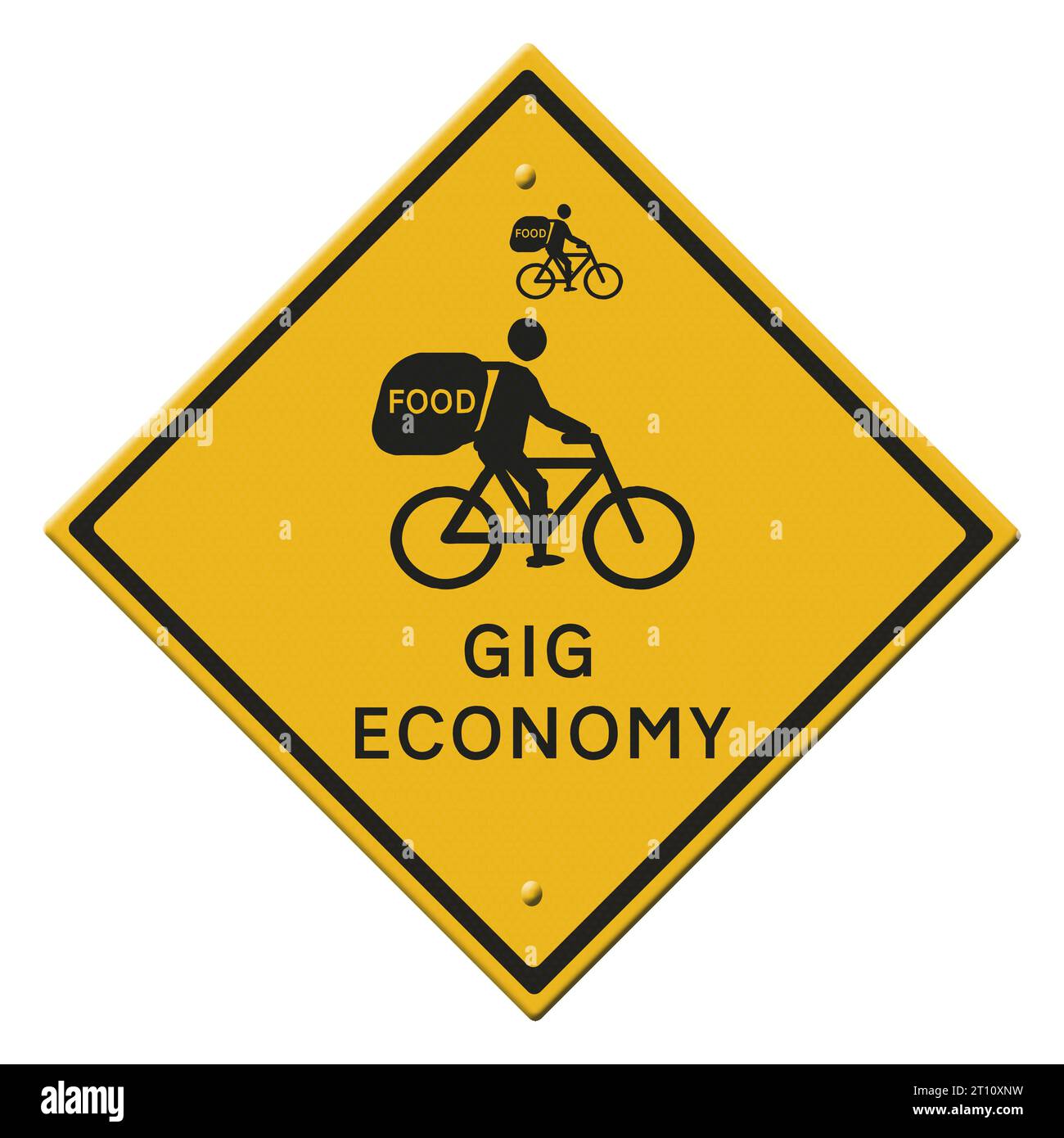 Digital composite Warning sign. Gig economy ahead Stock Photo - Alamy