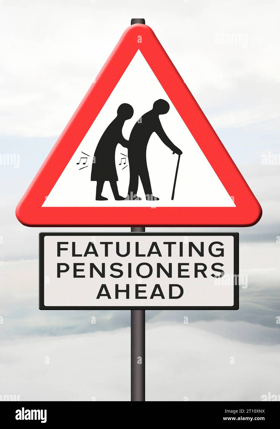 Digital illustration - Flatulating Pensioners ahead.Fart, farting ...
