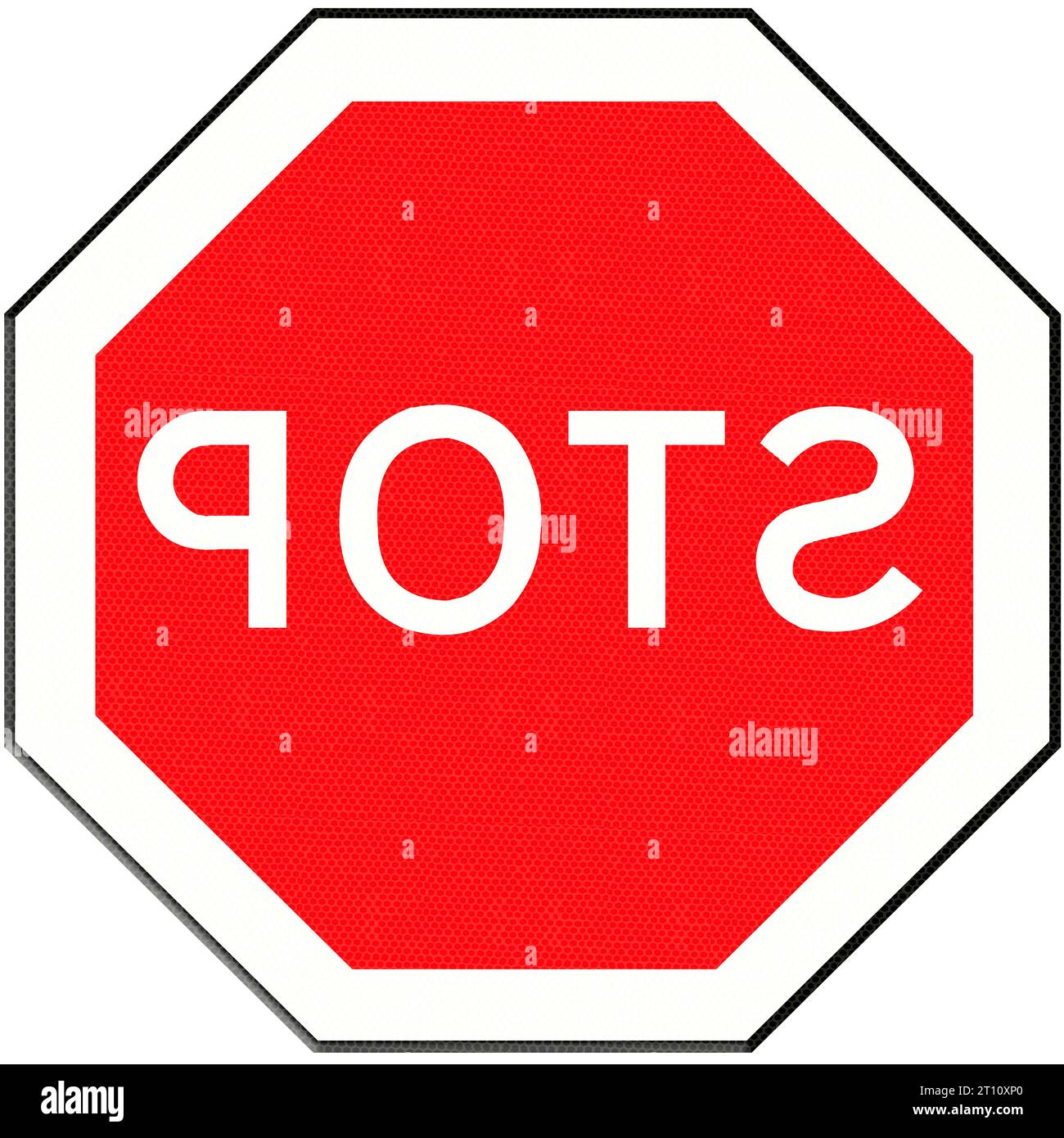 Red Stop road sign. Back to front Stock Photo - Alamy