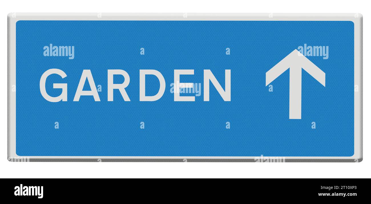 Garden Digital composite Road sign directions to the garden Stock Photo ...