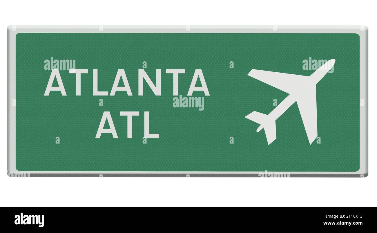Digital composition. Road sign for Atlanta Hartsford ATL airport Stock ...