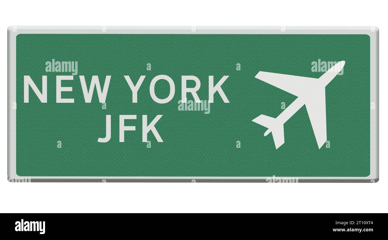 Digital composition. Road sign for New York JFK airport. Credit: Imago ...