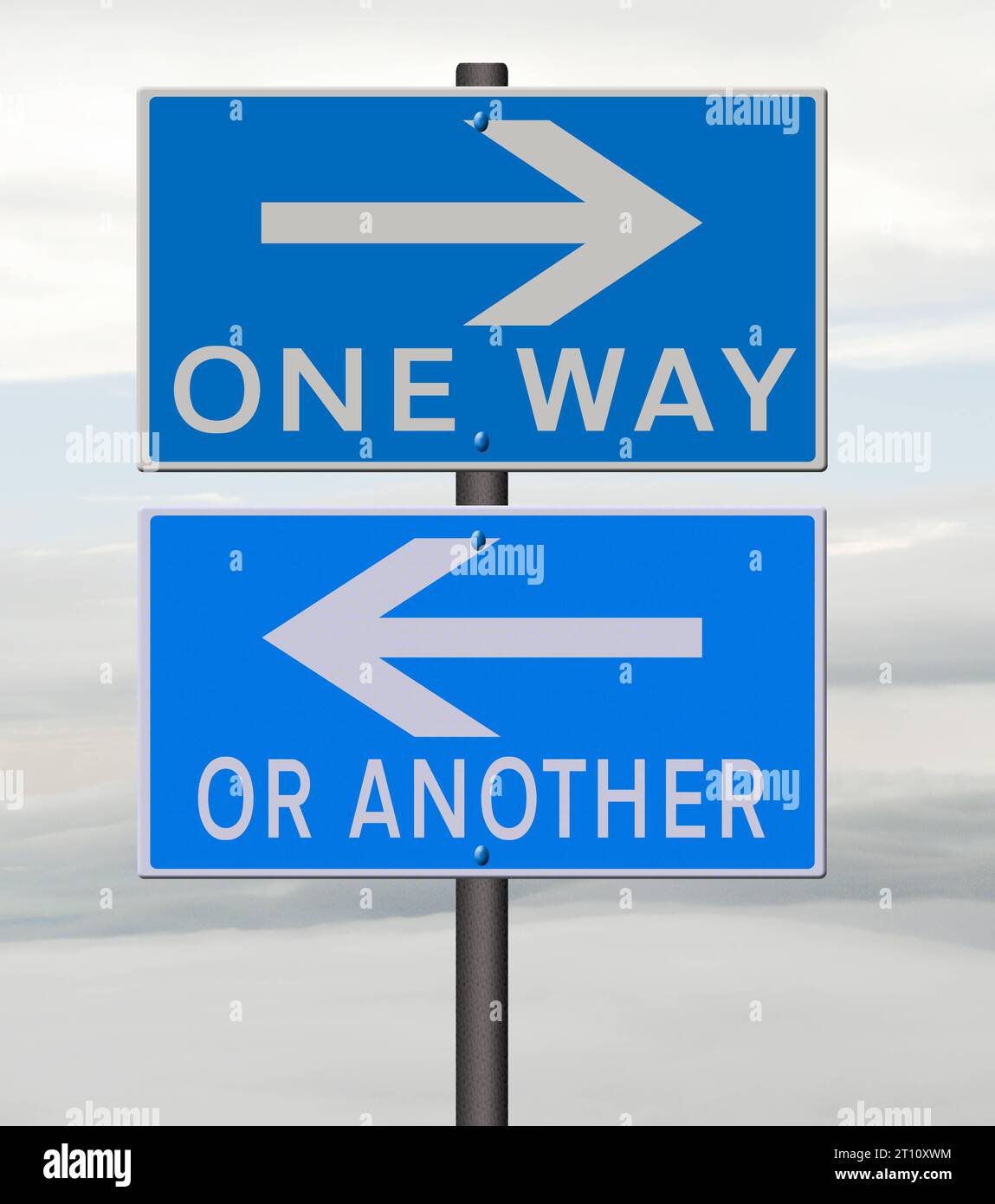 Digital illustration - Road sign cut out One way or another UK concept ...