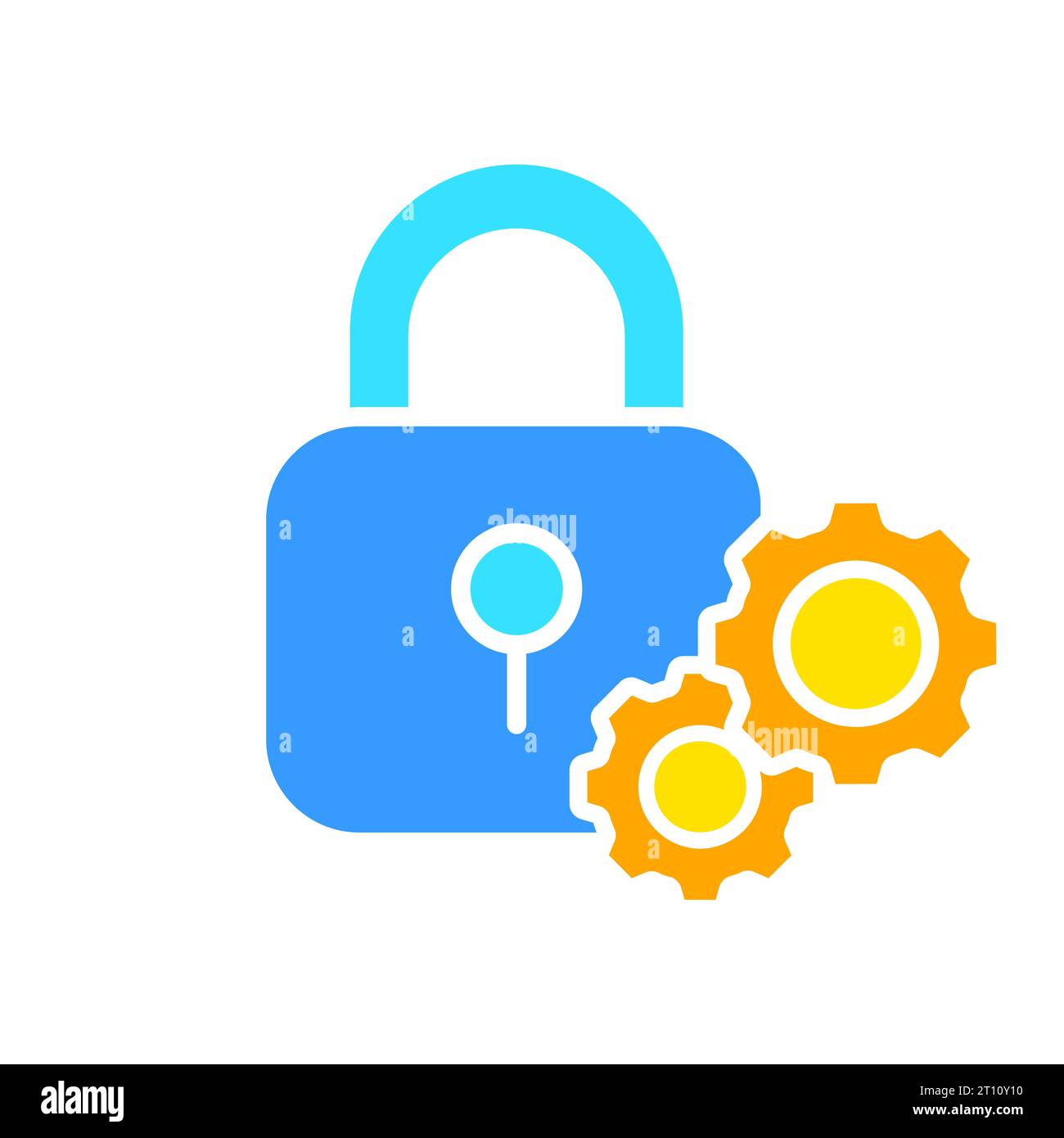 Closed lock with gears line icon. Security, protection, key, door ...