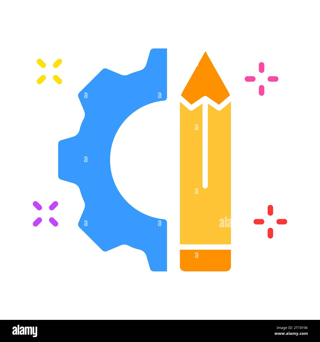 Gear with pencil line icon. Settings, options, adjustment, calibration ...