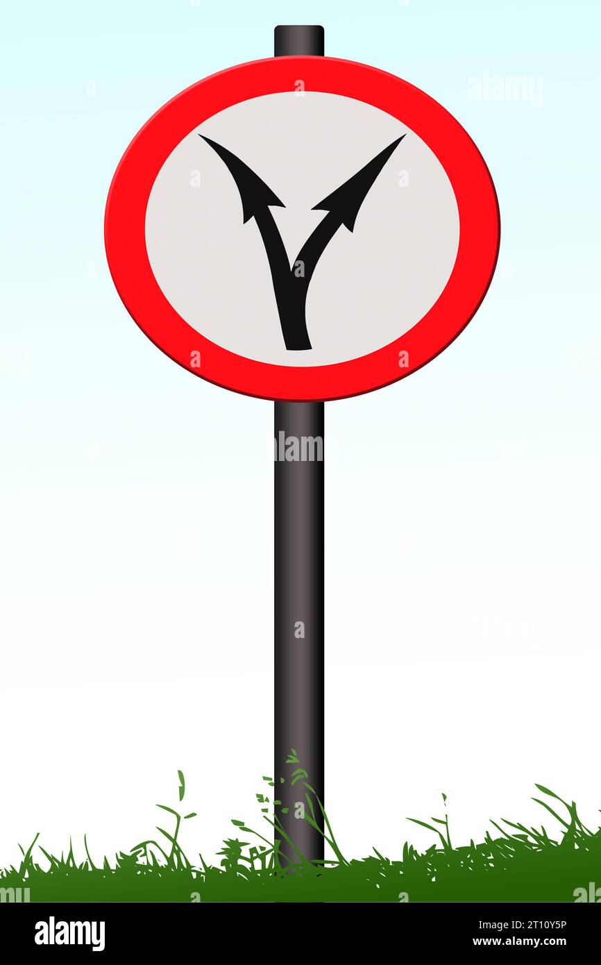 Digital Composition Concept - Sign decisions ahead Stock Photo - Alamy