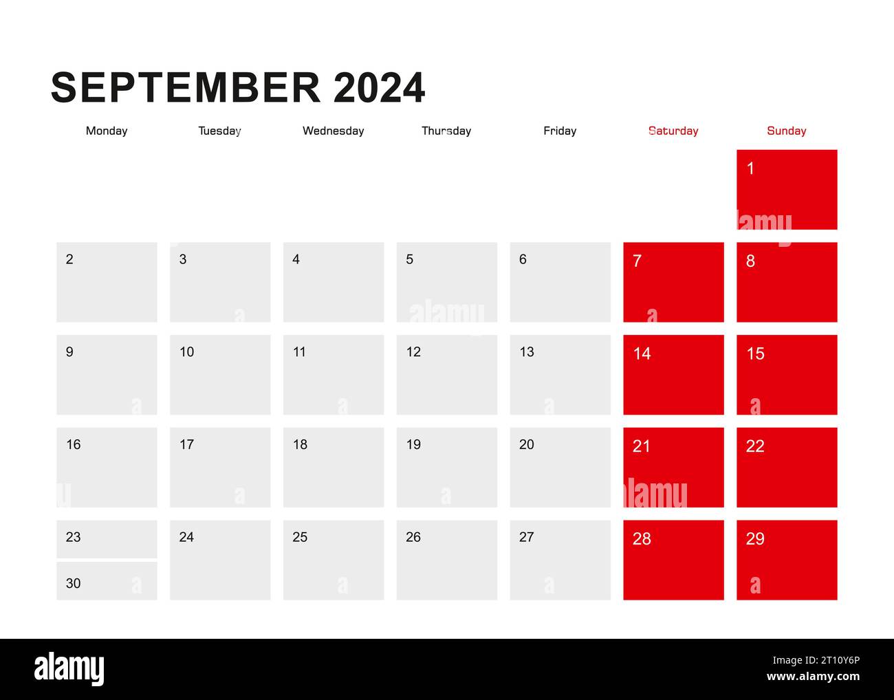 2024 September planner calendar design. Week starts from Monday. Vector ...