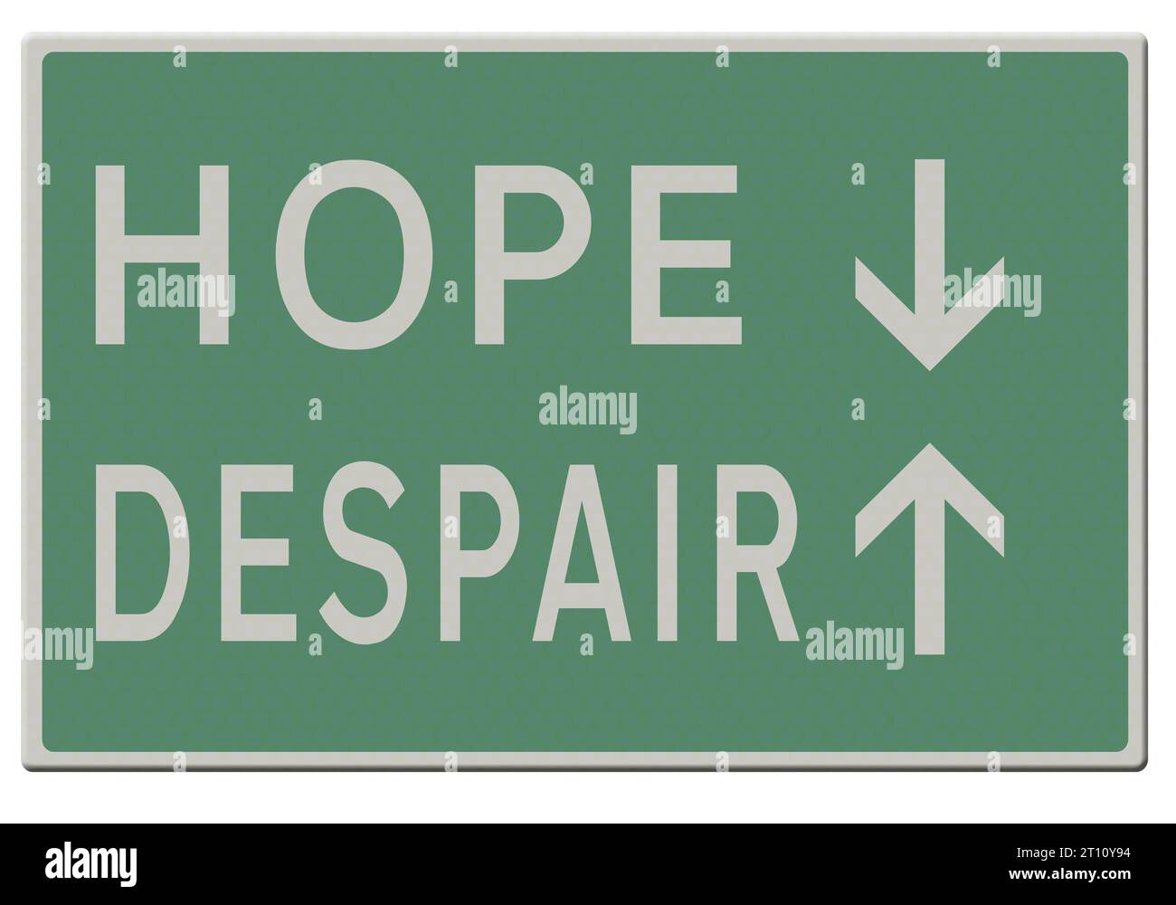 Digital illustration - Road sign - Between hope and depair Stock Photo ...