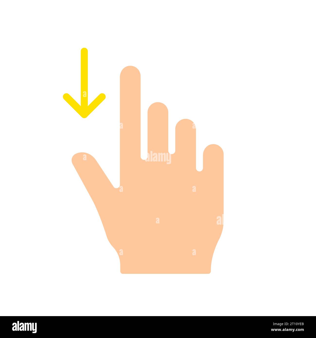 Hand swipe down line icon. Controls, touchpad, tablet, phone, sensor ...
